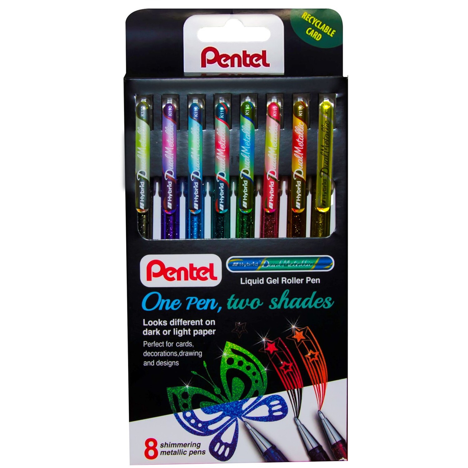 8 Pack Hybrid Dual Metallic Gel Pens