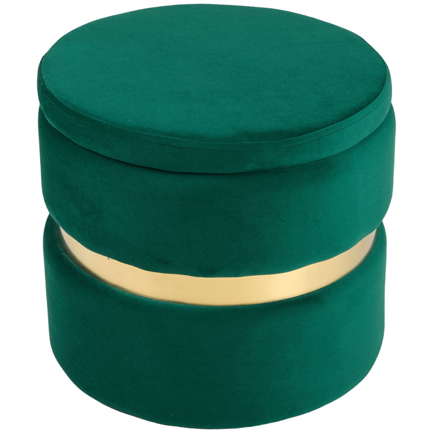 Upholstered Storage Ottoman with Gold Trim