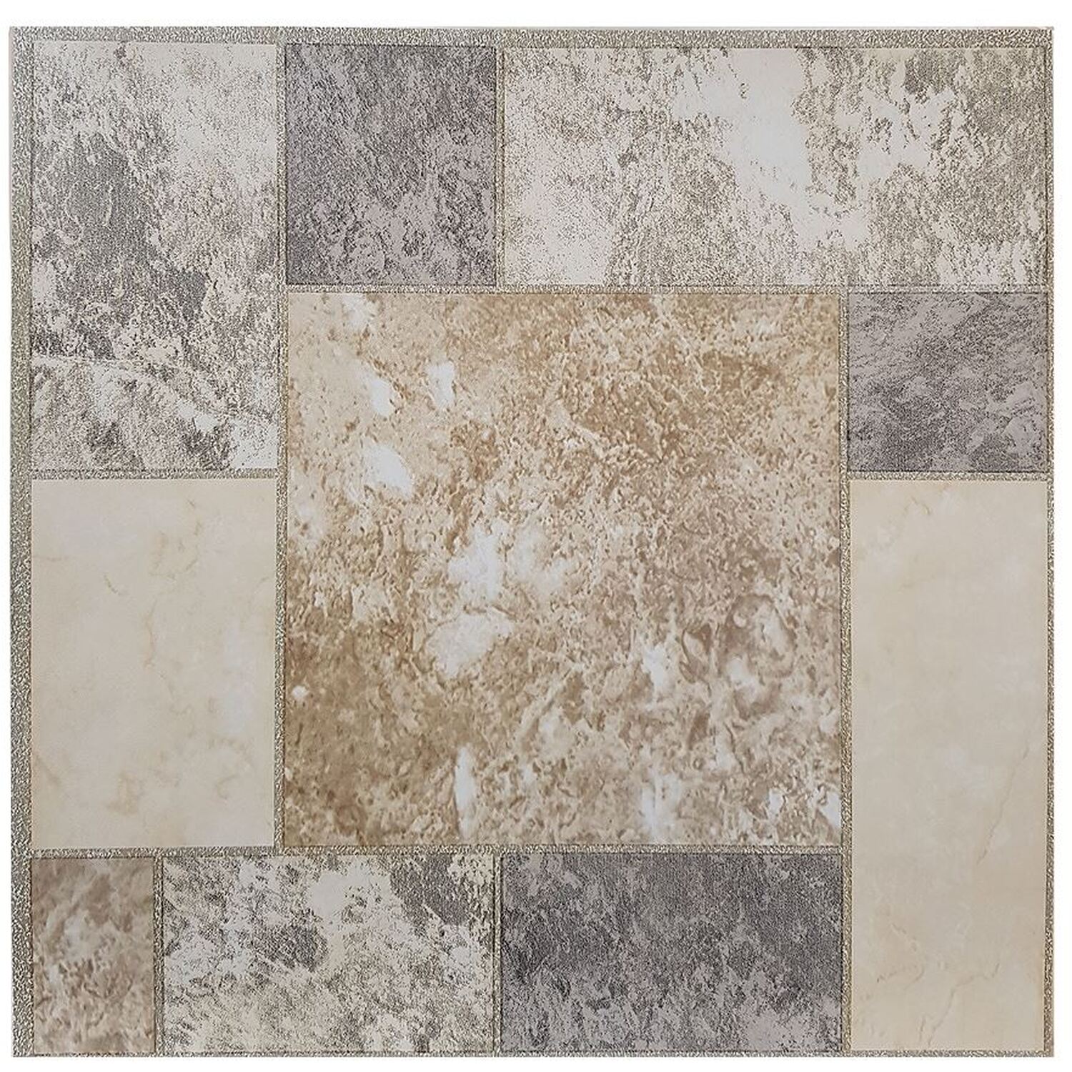 Natural Mosaic Brick Effect Vinyl Floor Tiles