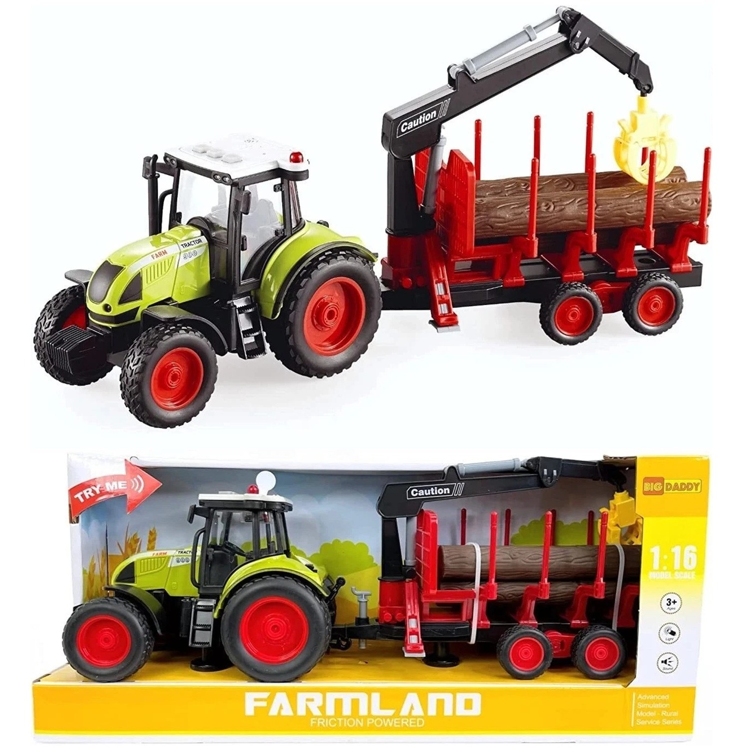 2Pcs Farm Tractor Toy Truck Set