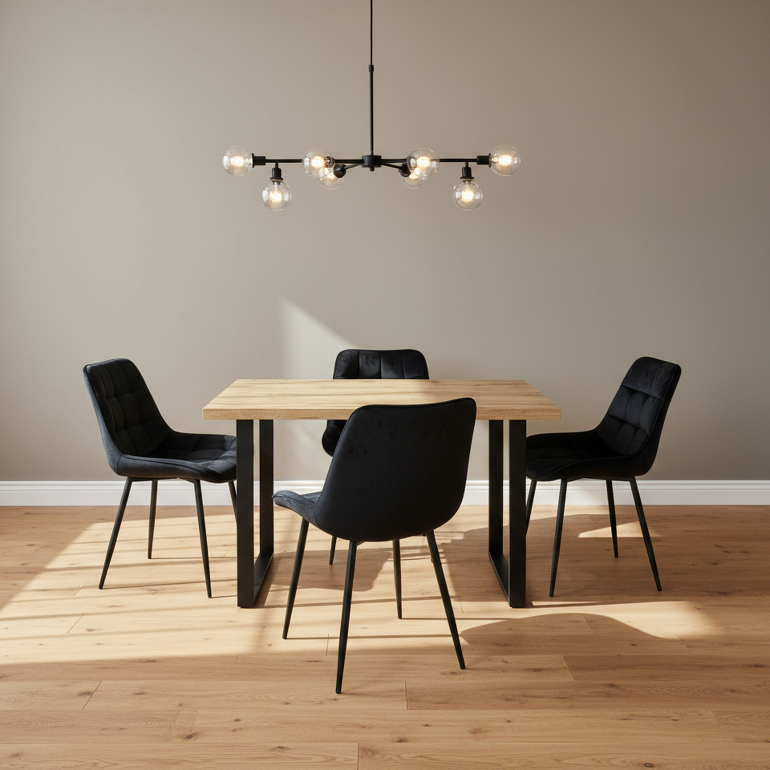 Colorado Dining Table with 4 Erica Velvet Chairs