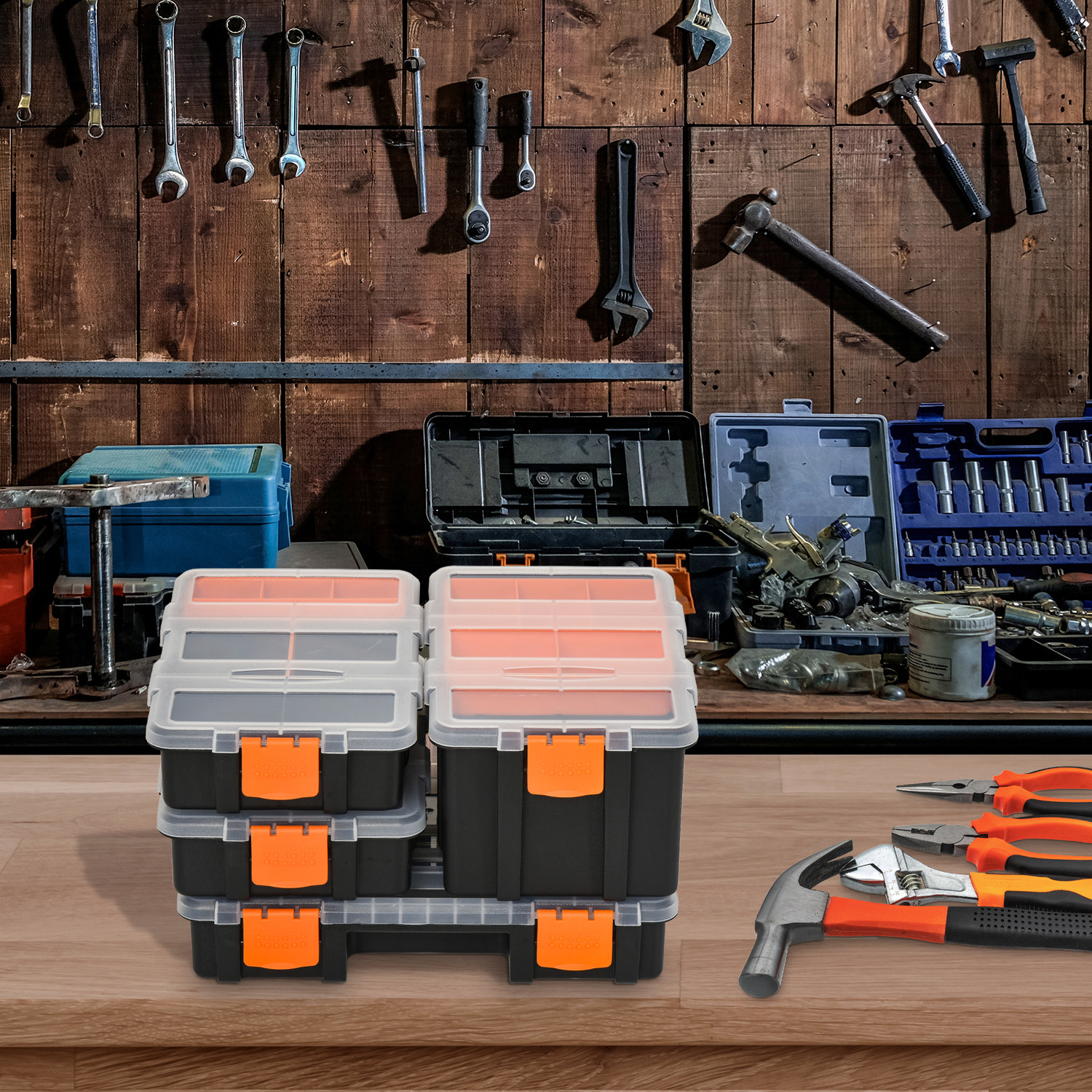 DURHAND DURHAND Set of 4 Plastic DIY Tool Storage Boxes