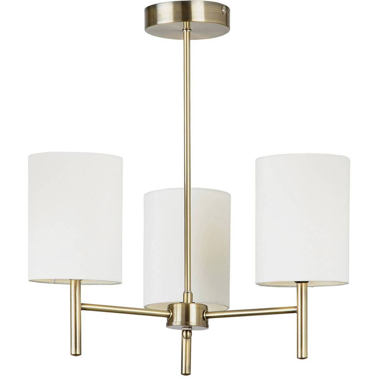 Brio 3 Light Semi Flush Multi Arm Ceiling Light Antique Brass, E14