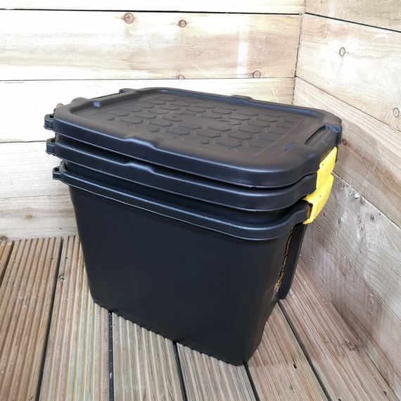 2 x 42L Heavy Duty Storage Tubs Lockable, Stackable Storage Chests