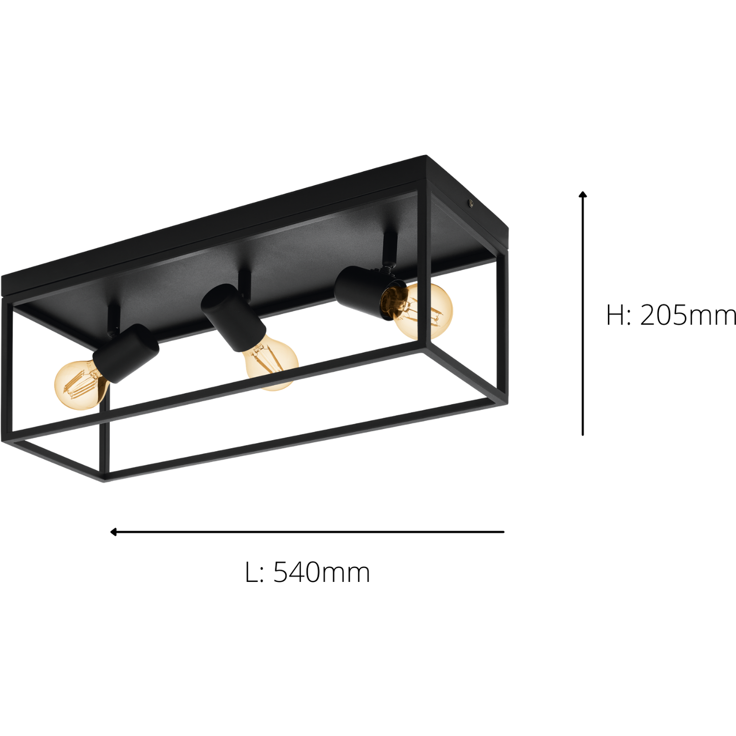 EGLO Silentina 3-light black ceiling light