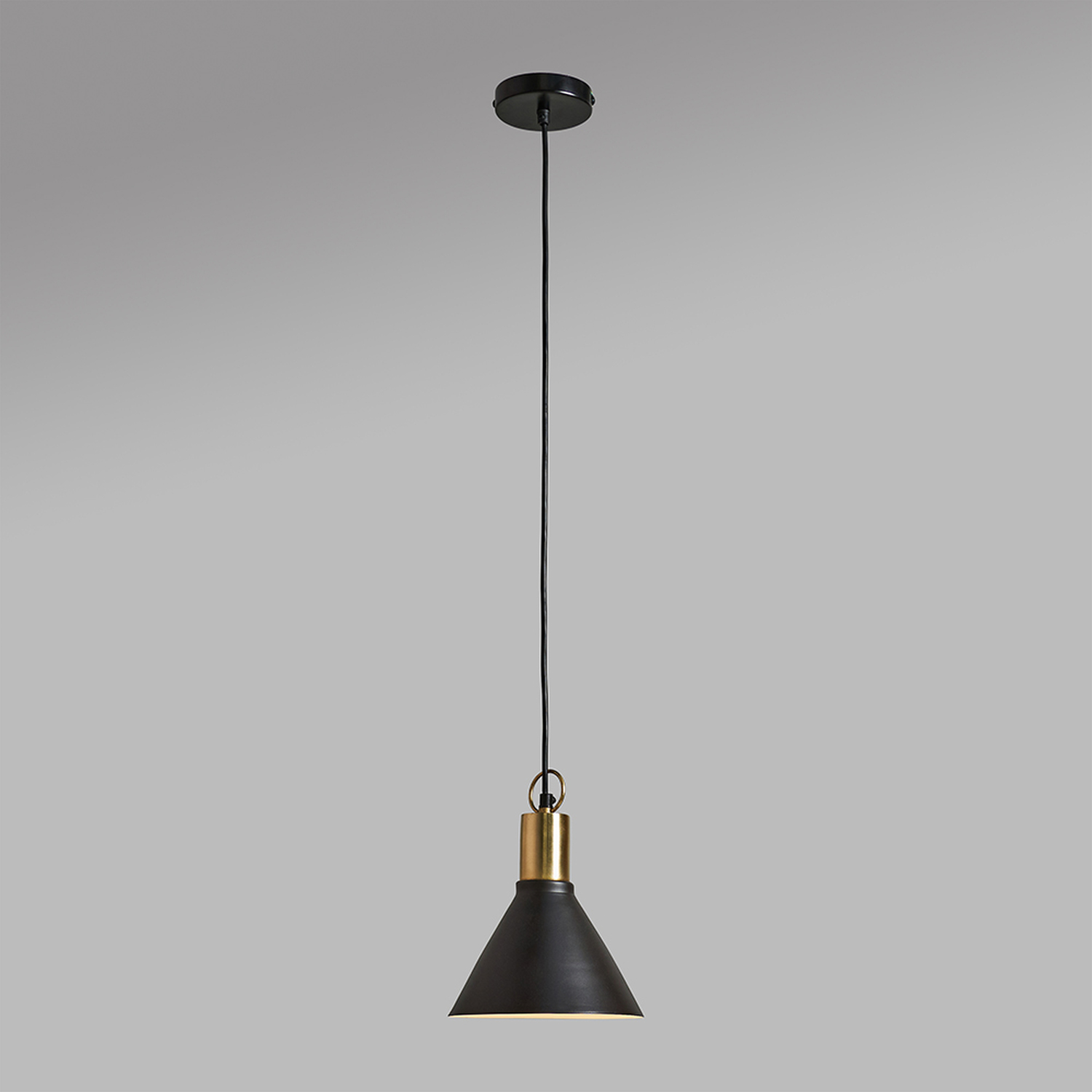 Contemporary Matt Black And Brushed Brass Funnel Ceiling Pendant Light ...