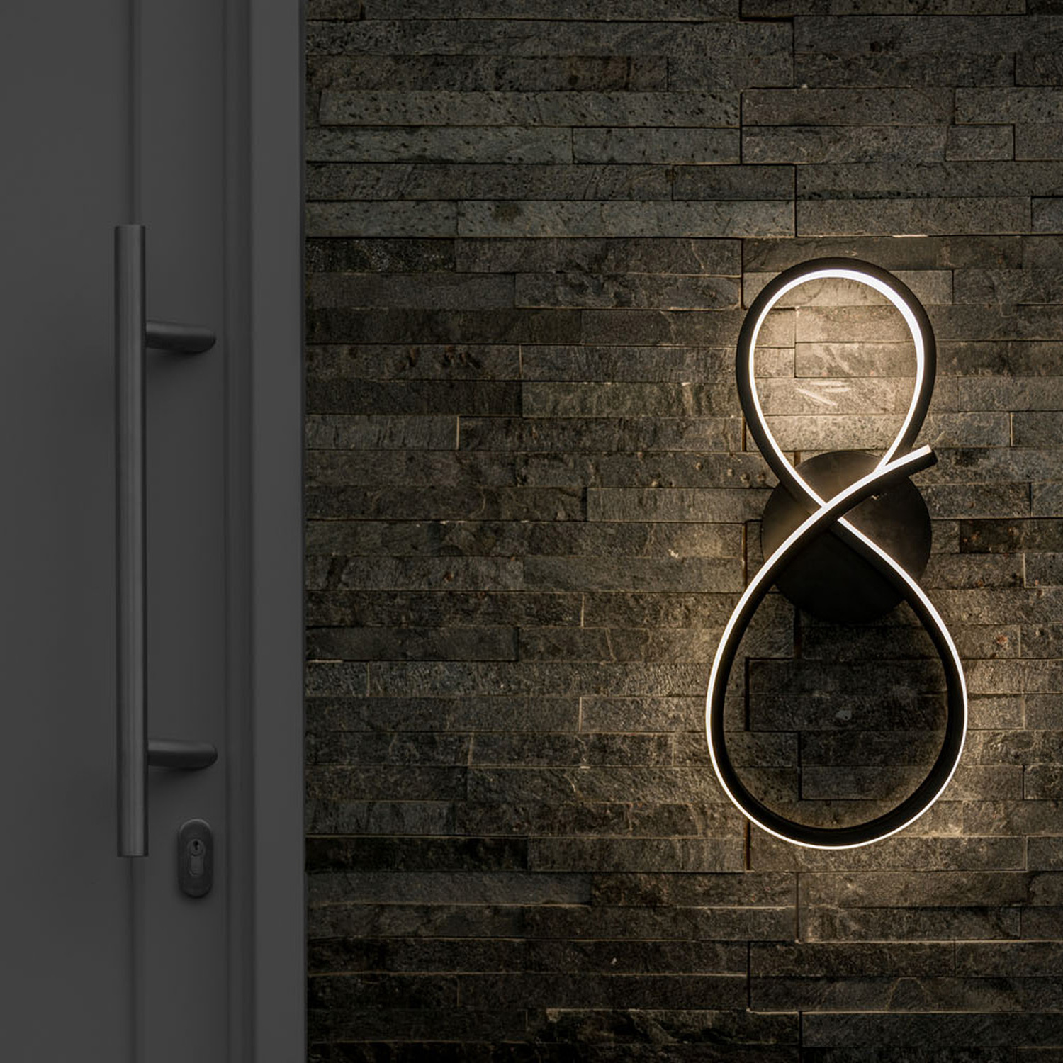 Infinity Black Swirl LED Bathroom Wall Light 3000K
