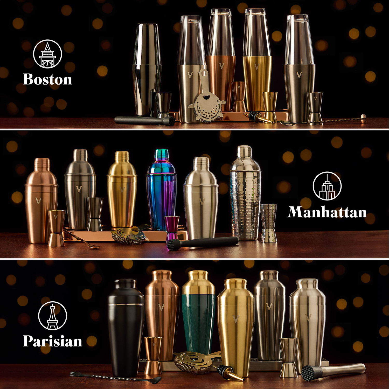 4 Piece Manhattan Cocktail Shaker Set
