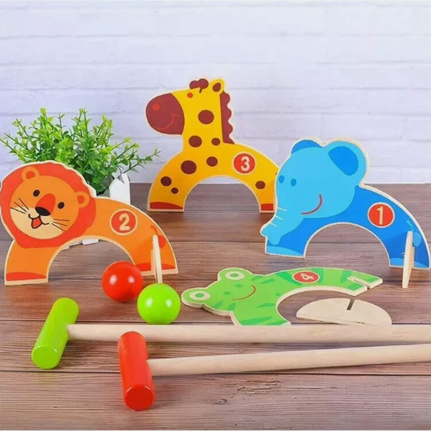 Wooden Kids Animal Croquet Game