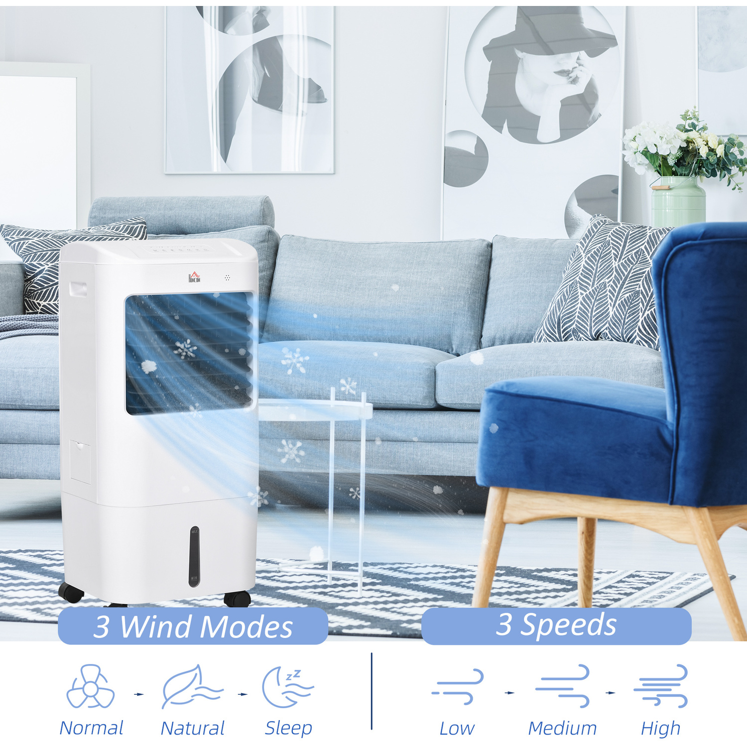 HOMCOM Portable 3-In-1 Air Cooler Fan
