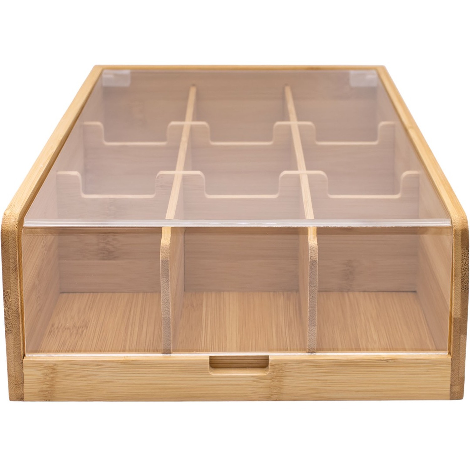 Bamboo 9 Compartment Flip Open Tea Bag Organiser