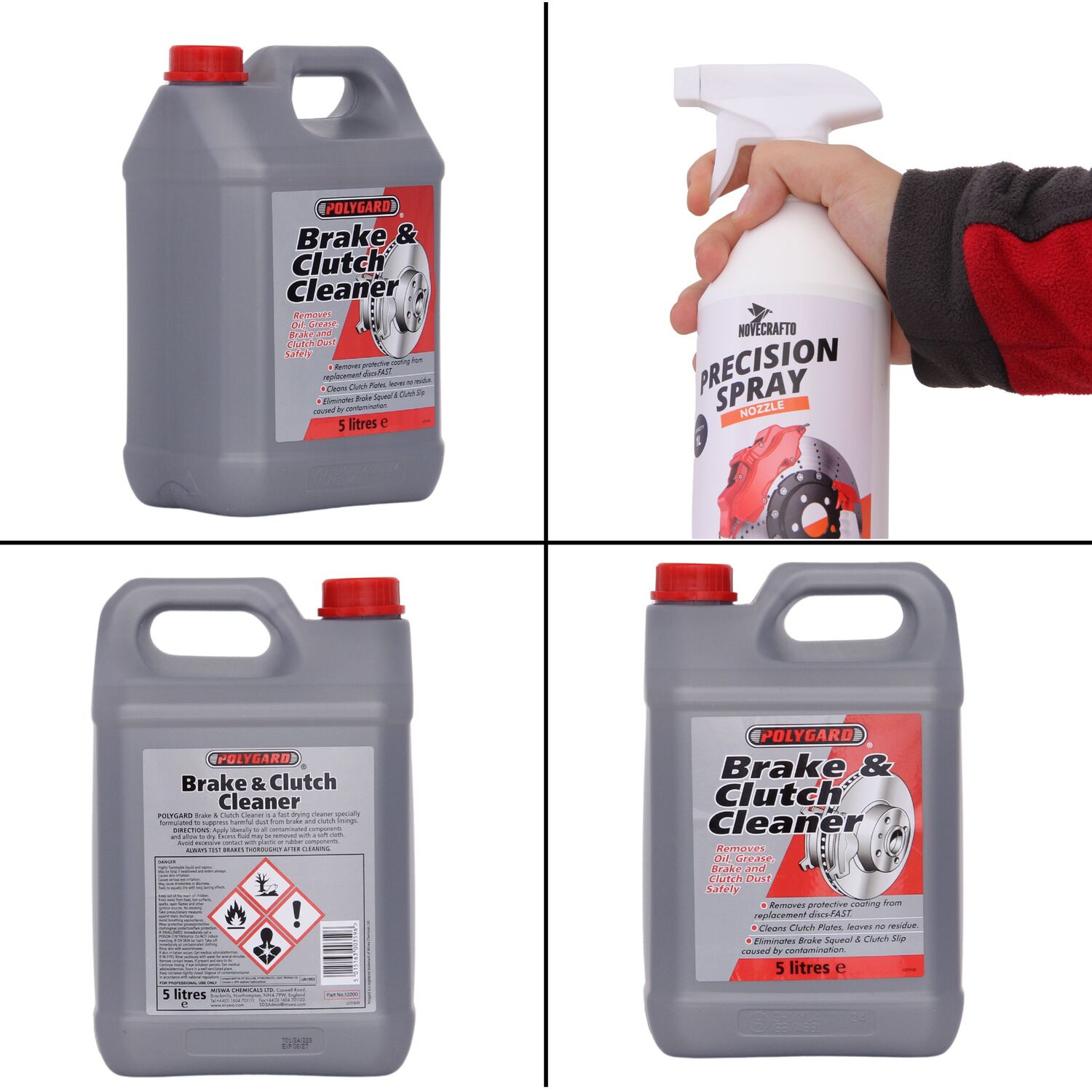Clutch and Disc Brake Cleaner 5L with Degreaser Spray Bottle - Oil Dust ...