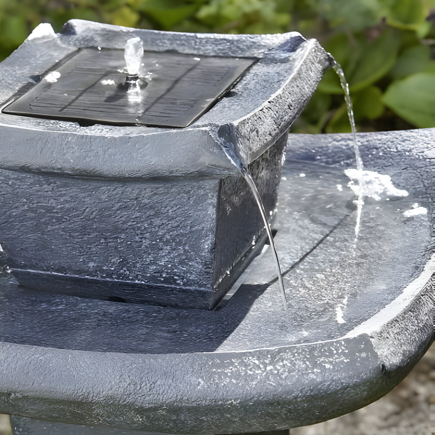 Pagoda Stone Effect Solar Powered Bird Bath and Water Feature