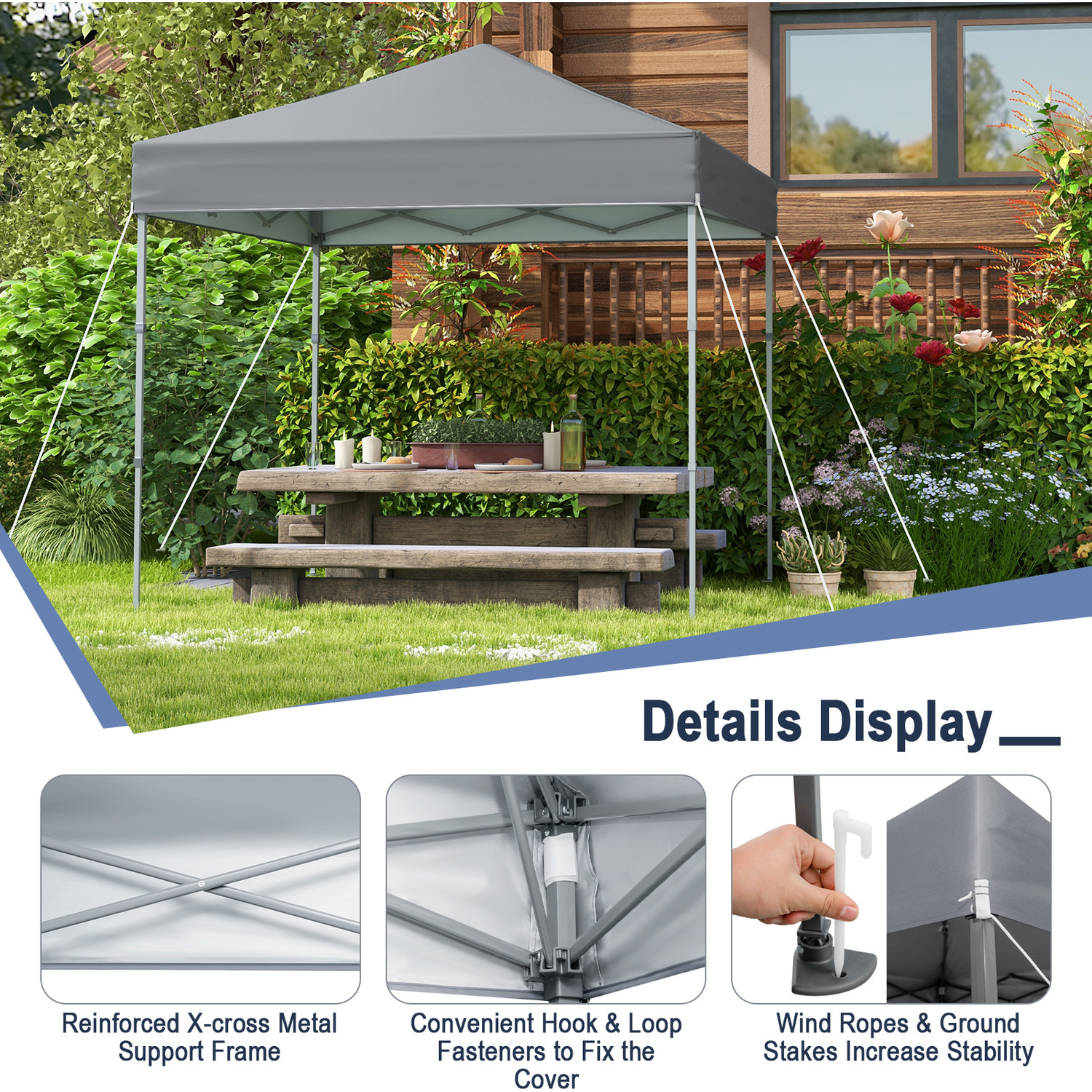 Outdoor Pop-up Canopy with Adjustable Heights