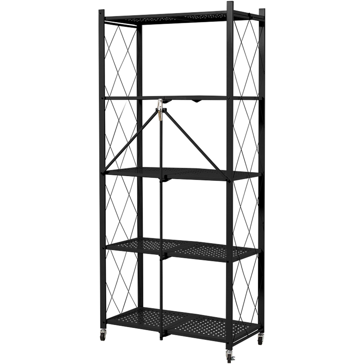 5 Tier Folding Metal Storage Shelf with Casters