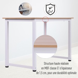 Computer Desk Workstation With White Metal Frame