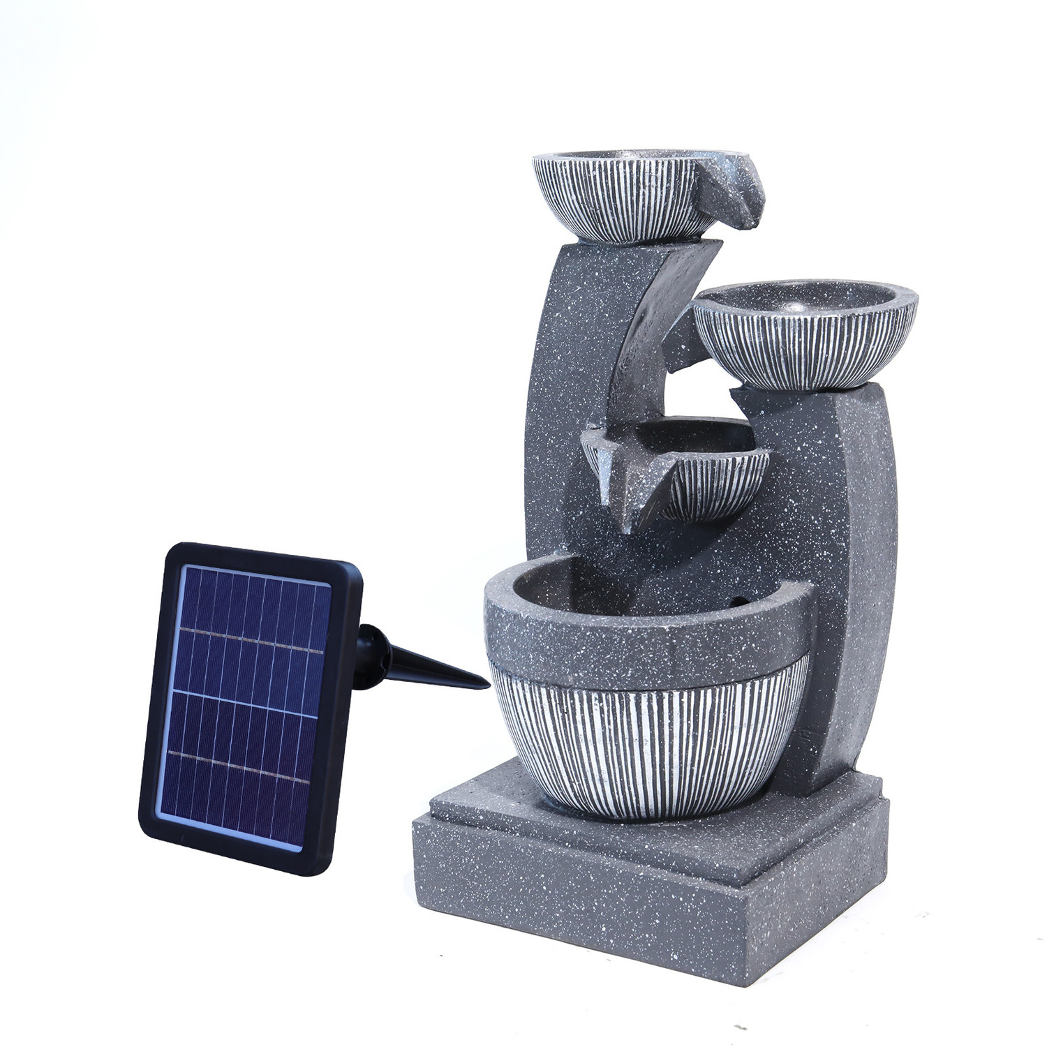 Multi-Tier Water Feature with Dual-Tone Stone Bowl Design