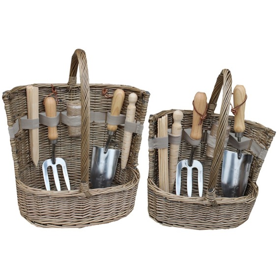 Antique Wash Deluxe Garden Tool Basket