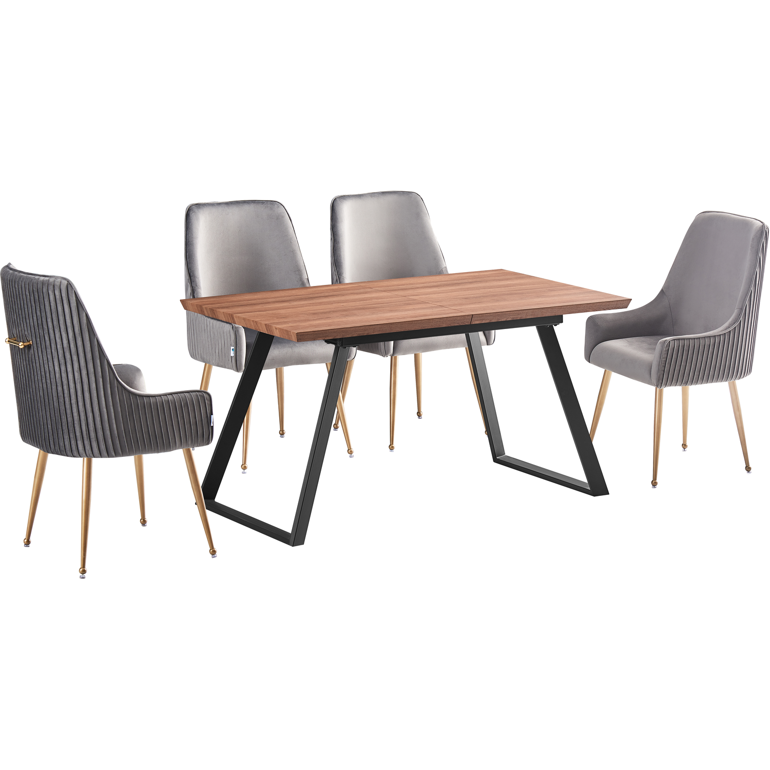 Soho Toga LUX Dining Set with a Table and 4 Velvet Upholstered Chairs