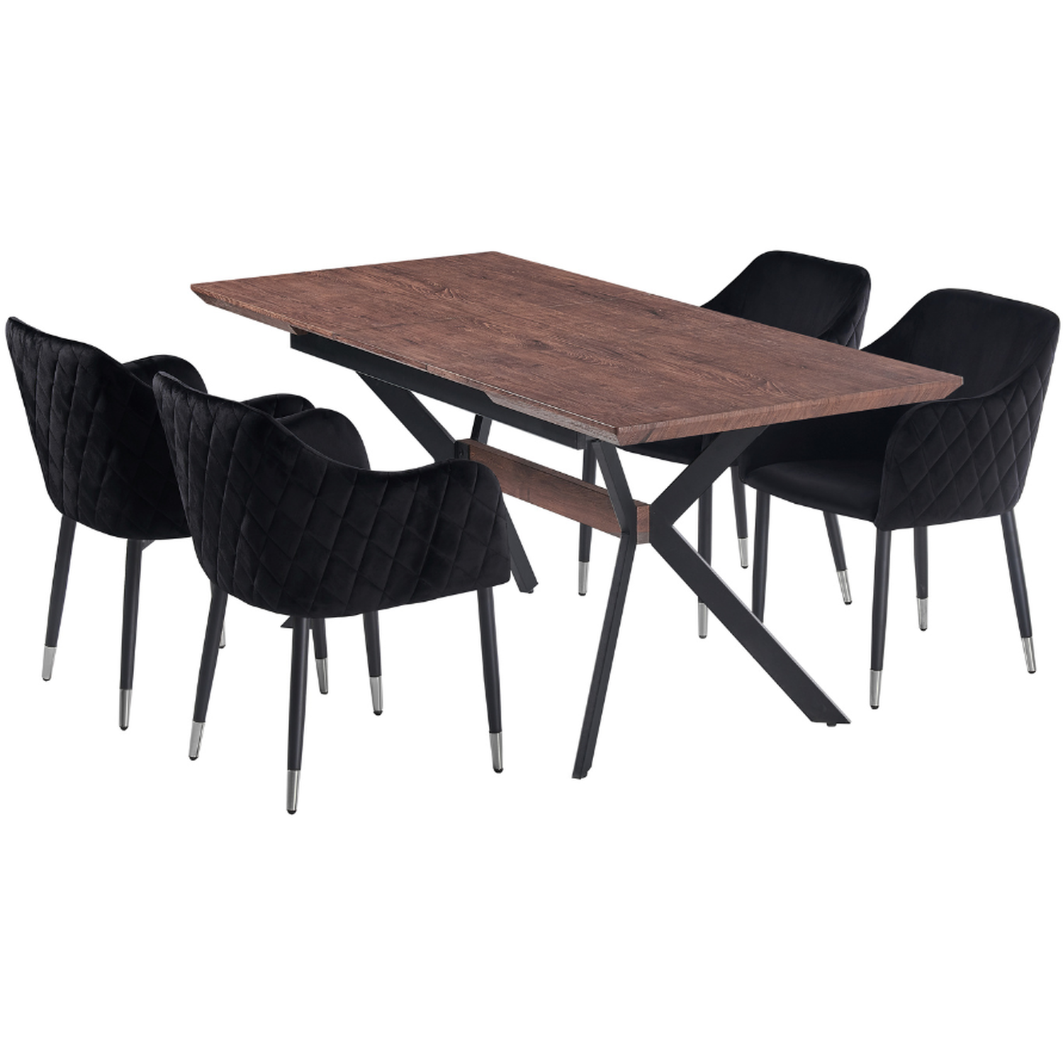 Verona Blaze LUX Dining Set with a Table and 4 Velvet Chairs