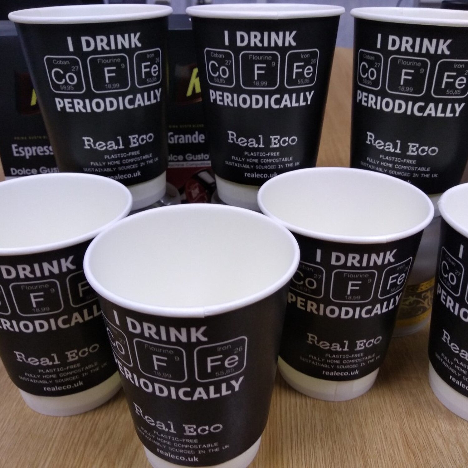 100 x REAL ECO 12oz Double Wall Fully Biodegradible Disposable Paper Cups