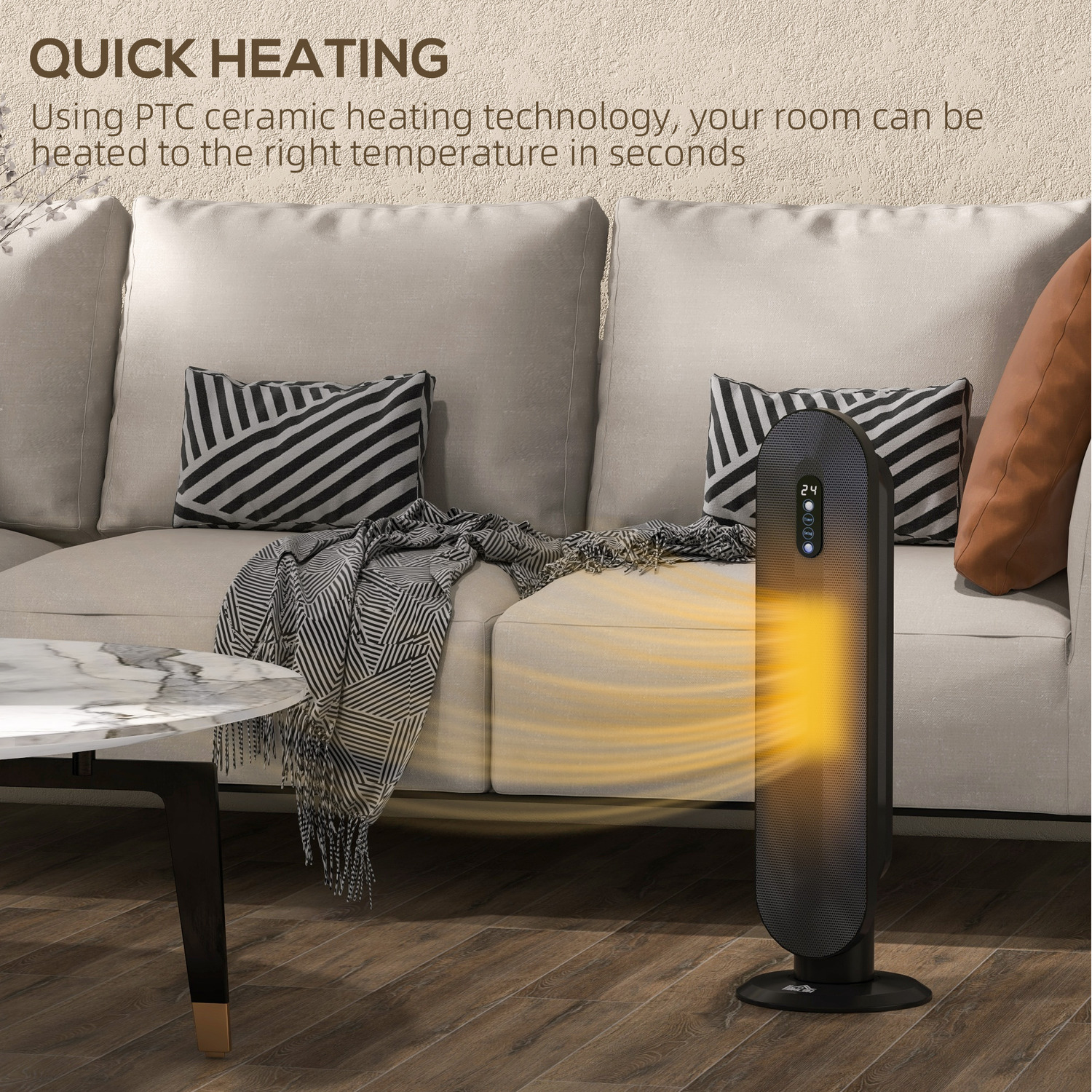 Ceramic Space Heater with 45 Degree Oscillation, Remote Control