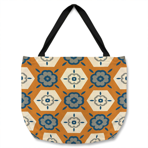 Rust Orange With Gray Navy Blue And Beige Tote bag
