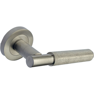 Knurled Turning Door Handles Satin Lever on Rose Latch Handle Luxe