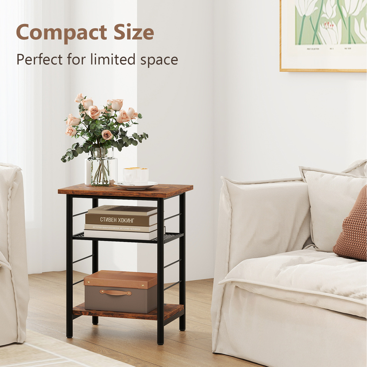 Industrial 3-Tier End Table