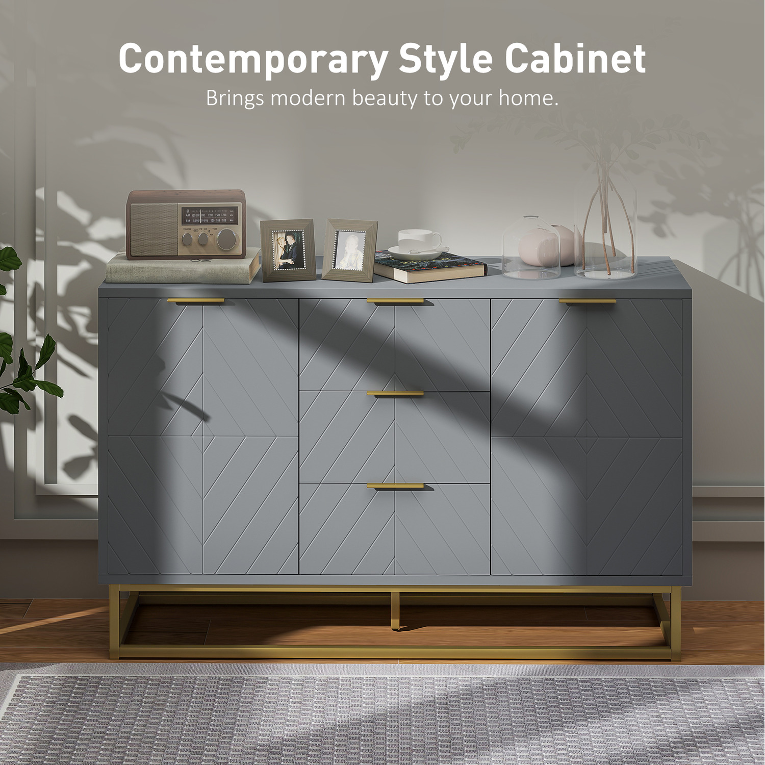 HOMCOM Modern Storage Cabinet with 3 Drawers