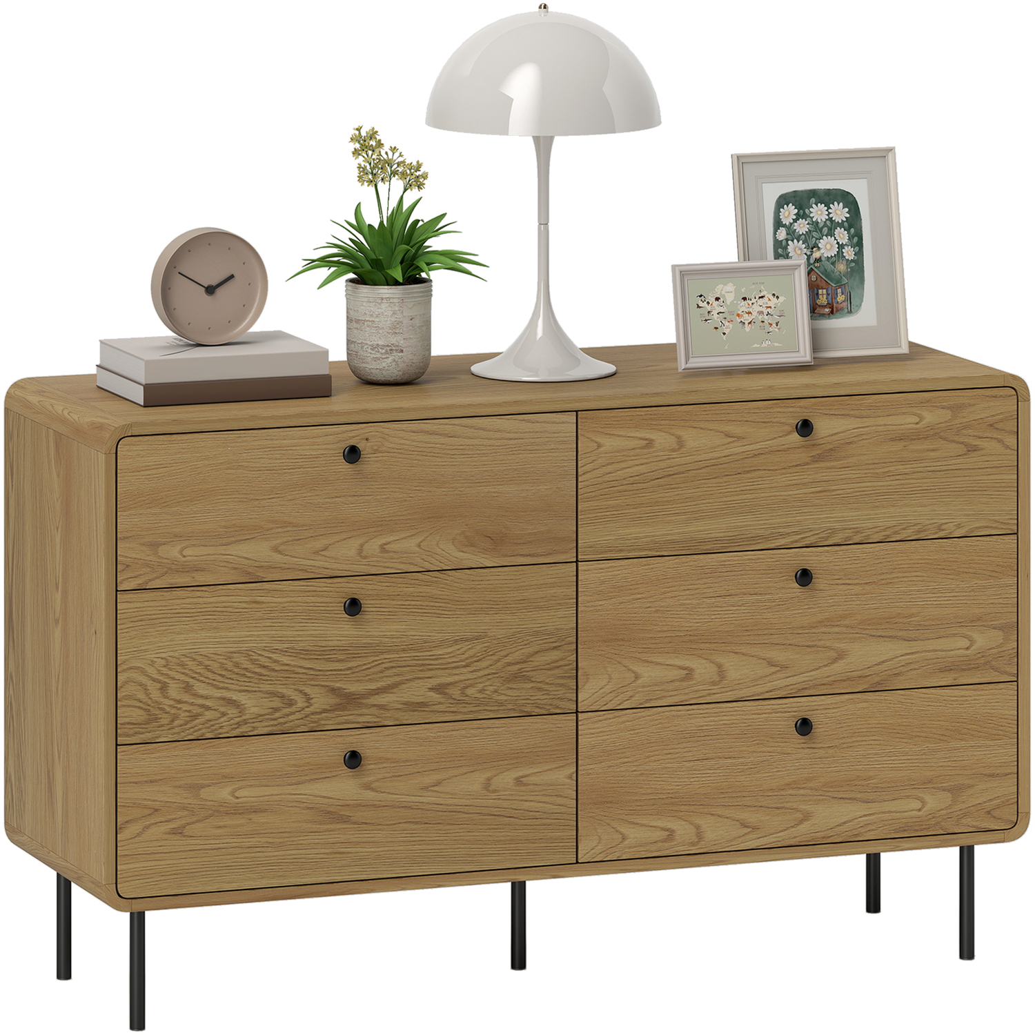 HOMCOM Bedroom Chest of Drawers, 6 Drawer Dresser