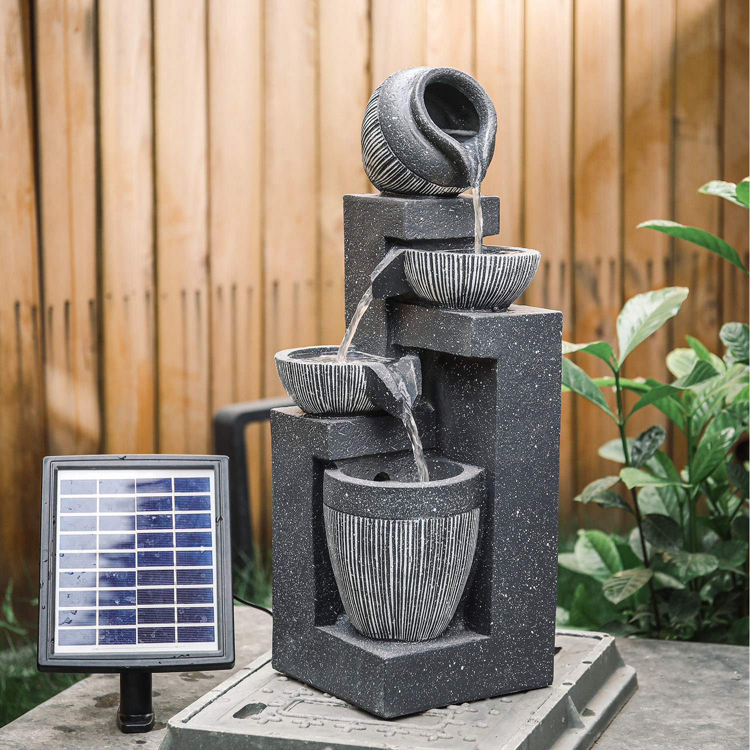 4-Tier Cascade Bowls Pots Water Fountain