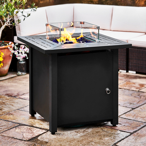 2-In-1 Gas Fire Pit Table Heater with Lava Rocks