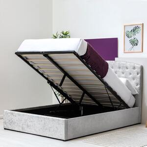 Sedgwick Silver Crushed Velvet Ottoman Storage Bed Frame