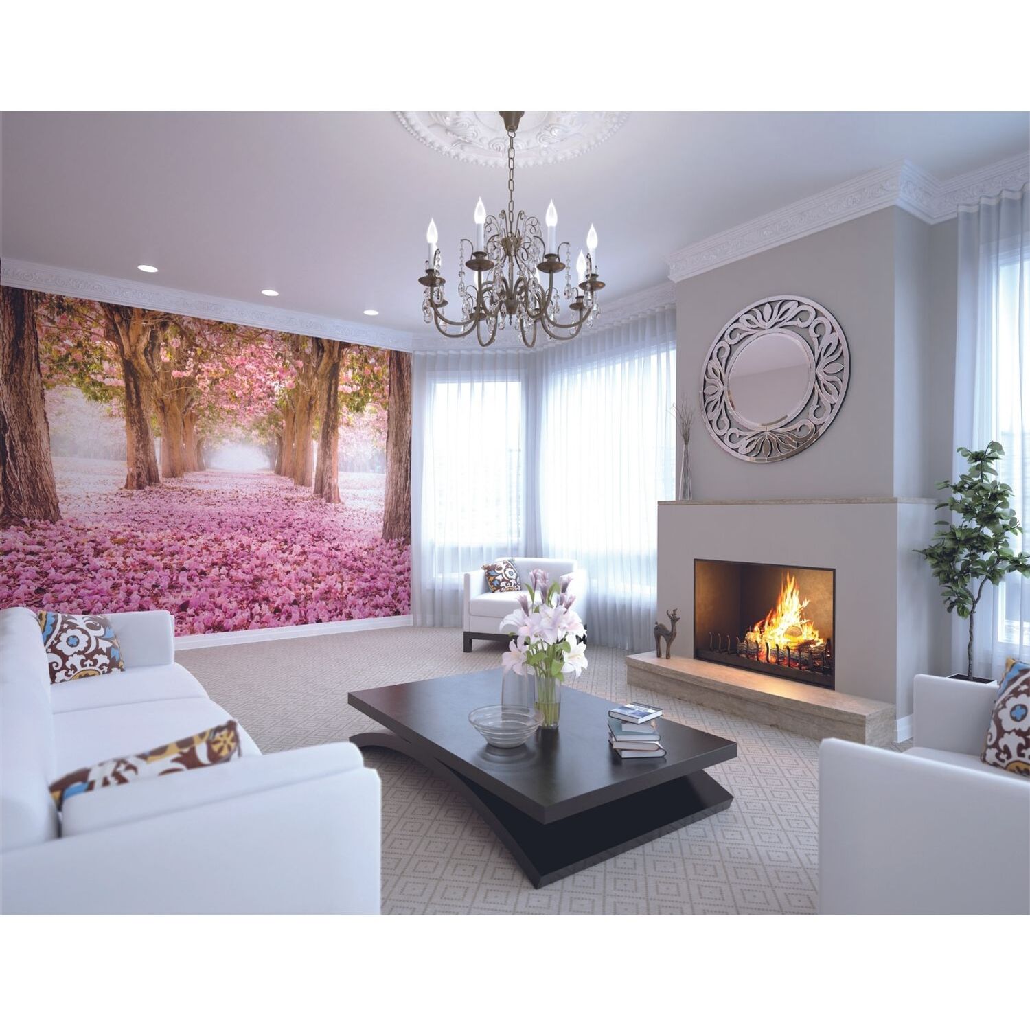 Blossom Trees Rose Pink Wall Mural