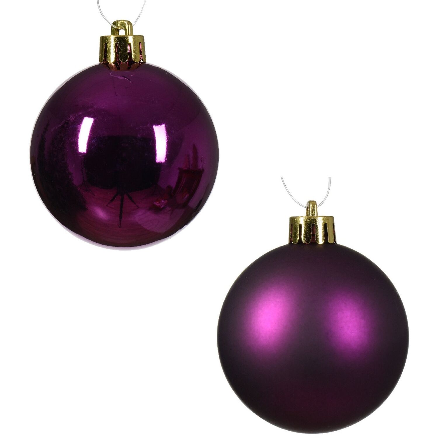 12 Violet Purple Shatterproof Christmas Tree Baubles Hanging ...