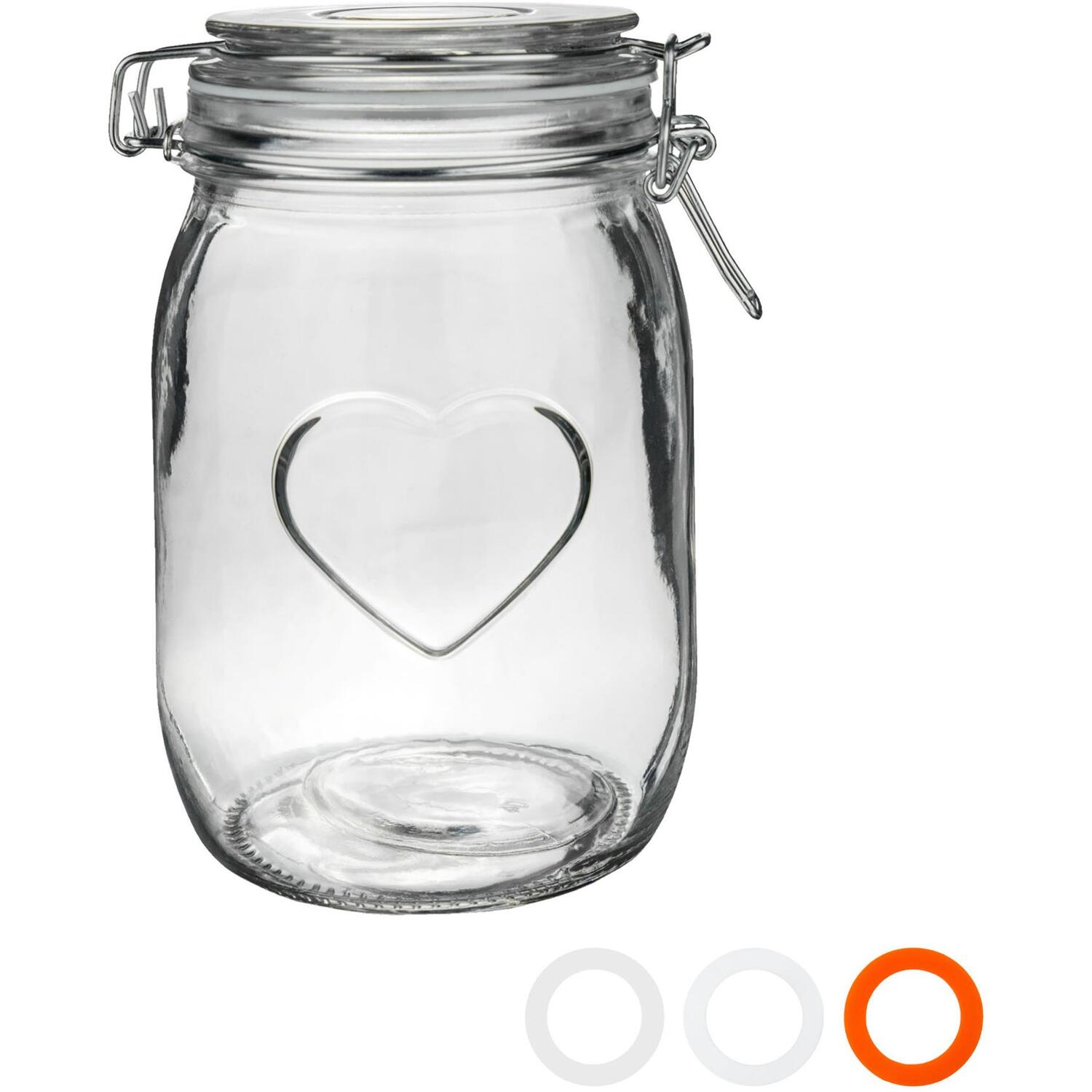Nicola Spring Heart Glass Storage Jar - Clear Seal
