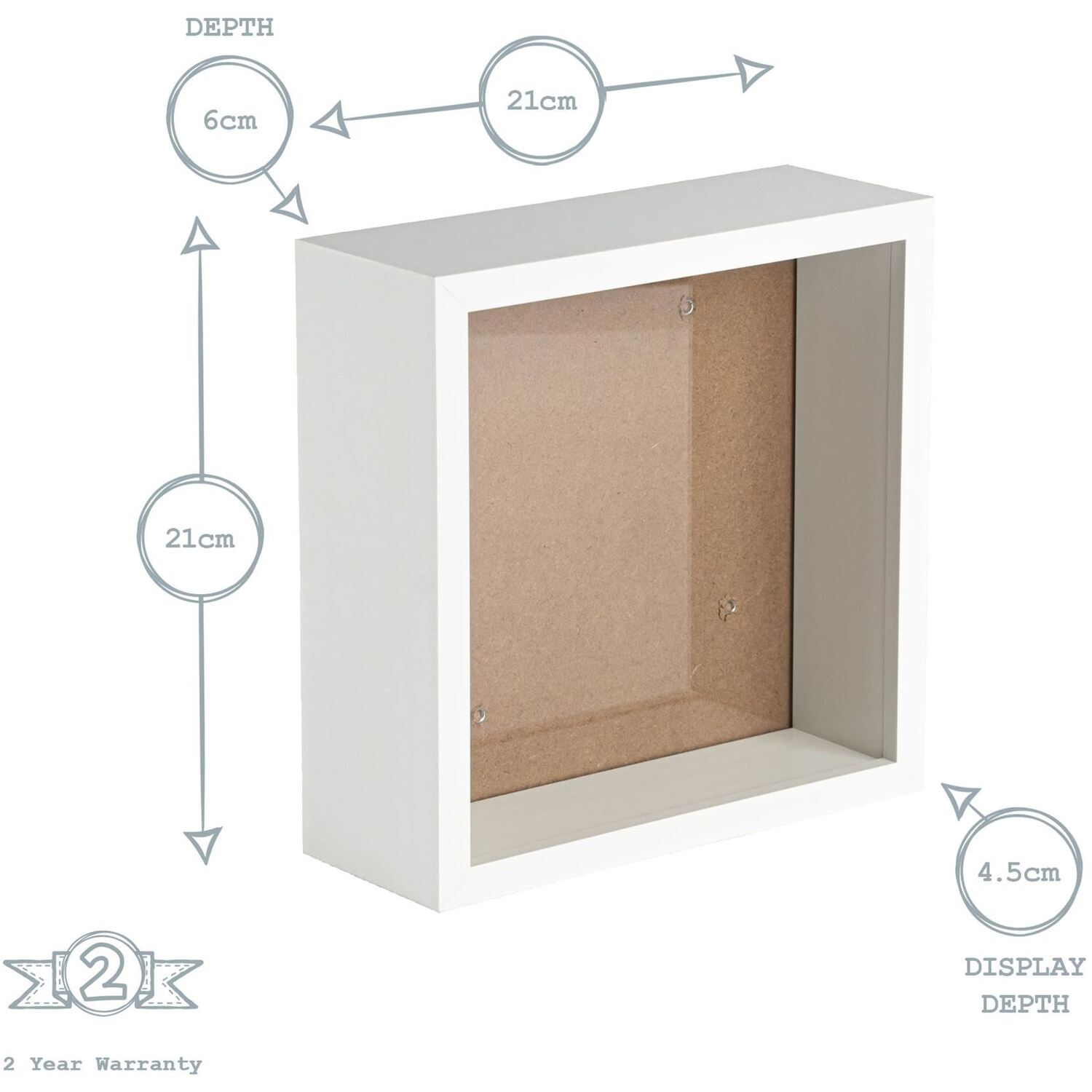 Nicola Spring 3D Deep Box Photo Frames - 8 x 8" with 4 x 4" Mount ...