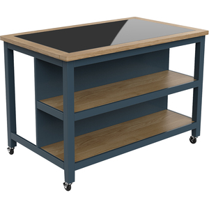 Kitchen Island (Blue) Open with Breakfast Bar