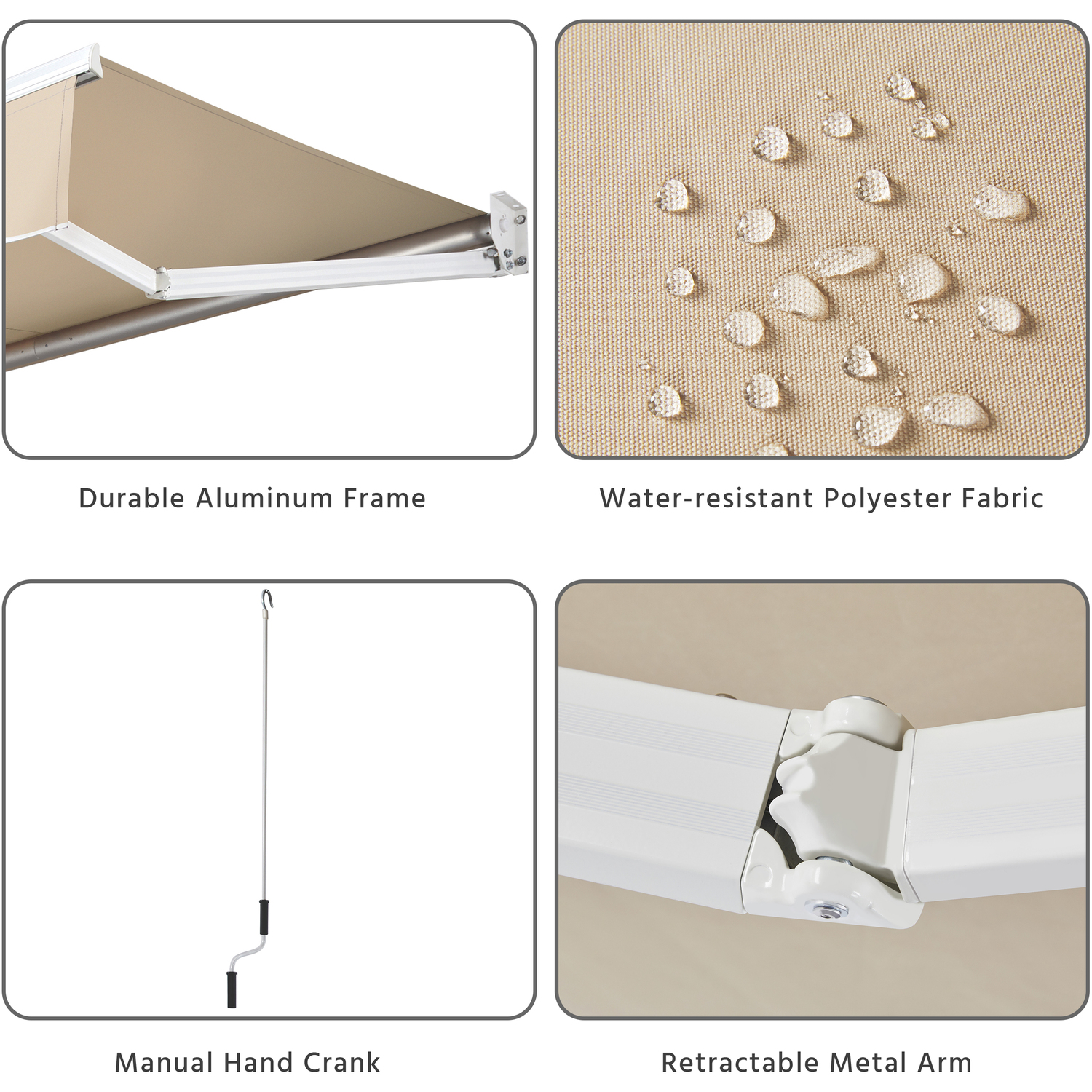 2.5x2M Patio Retractable Manual Awning