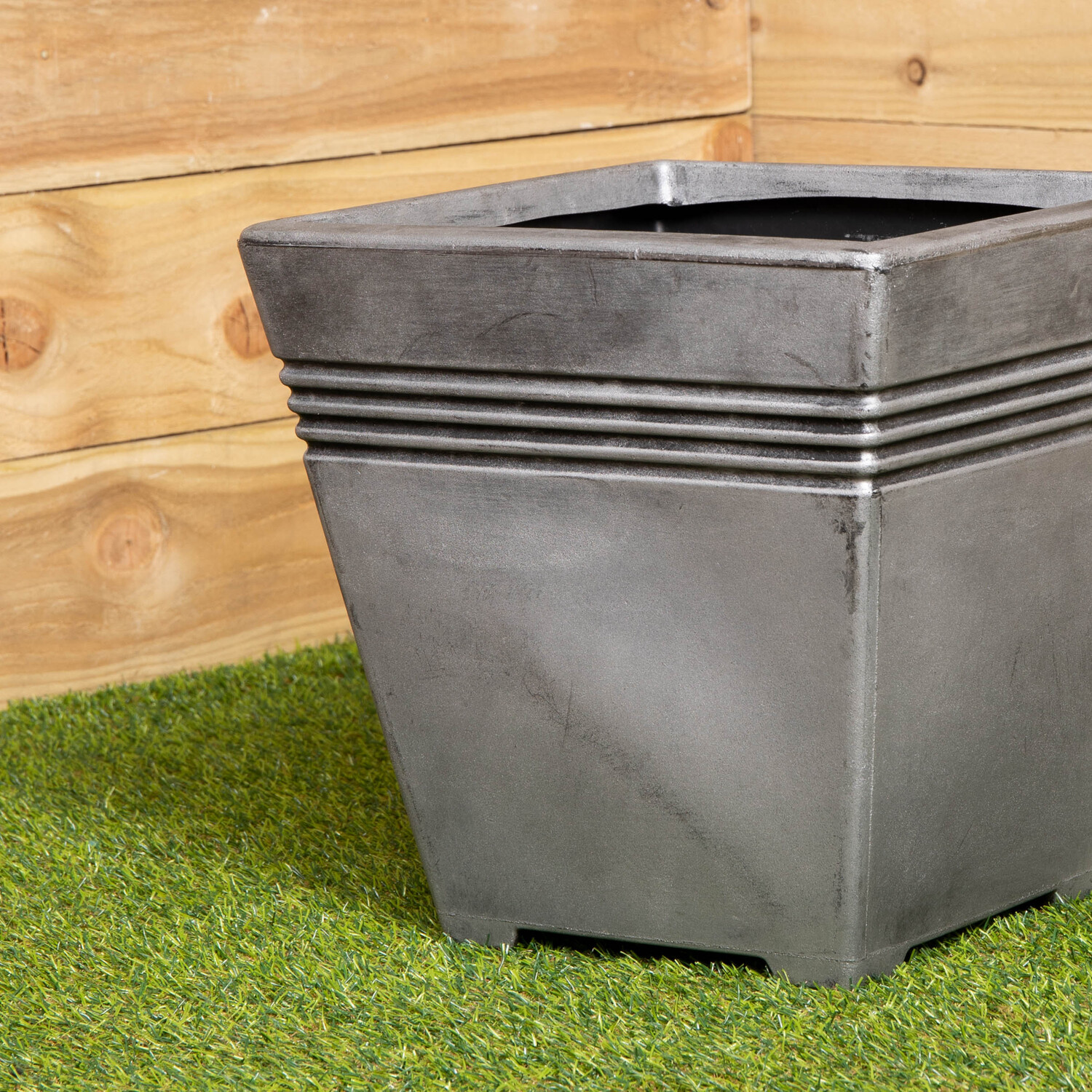 Milano Square Pewter Garden Planter