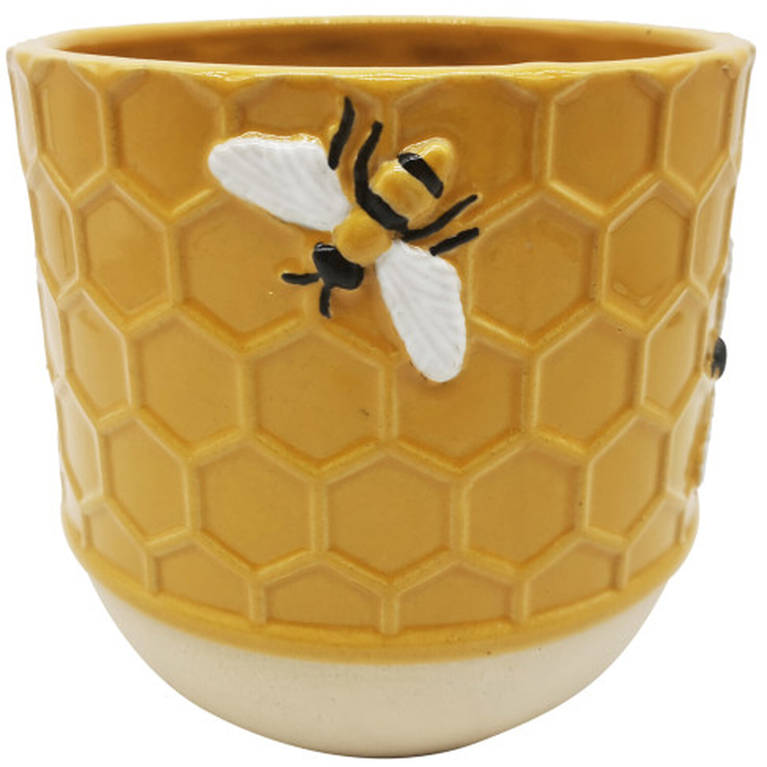Ceramic Honeybee Pot Planter - Bee Yellow White Tree Hanging Planters Decor