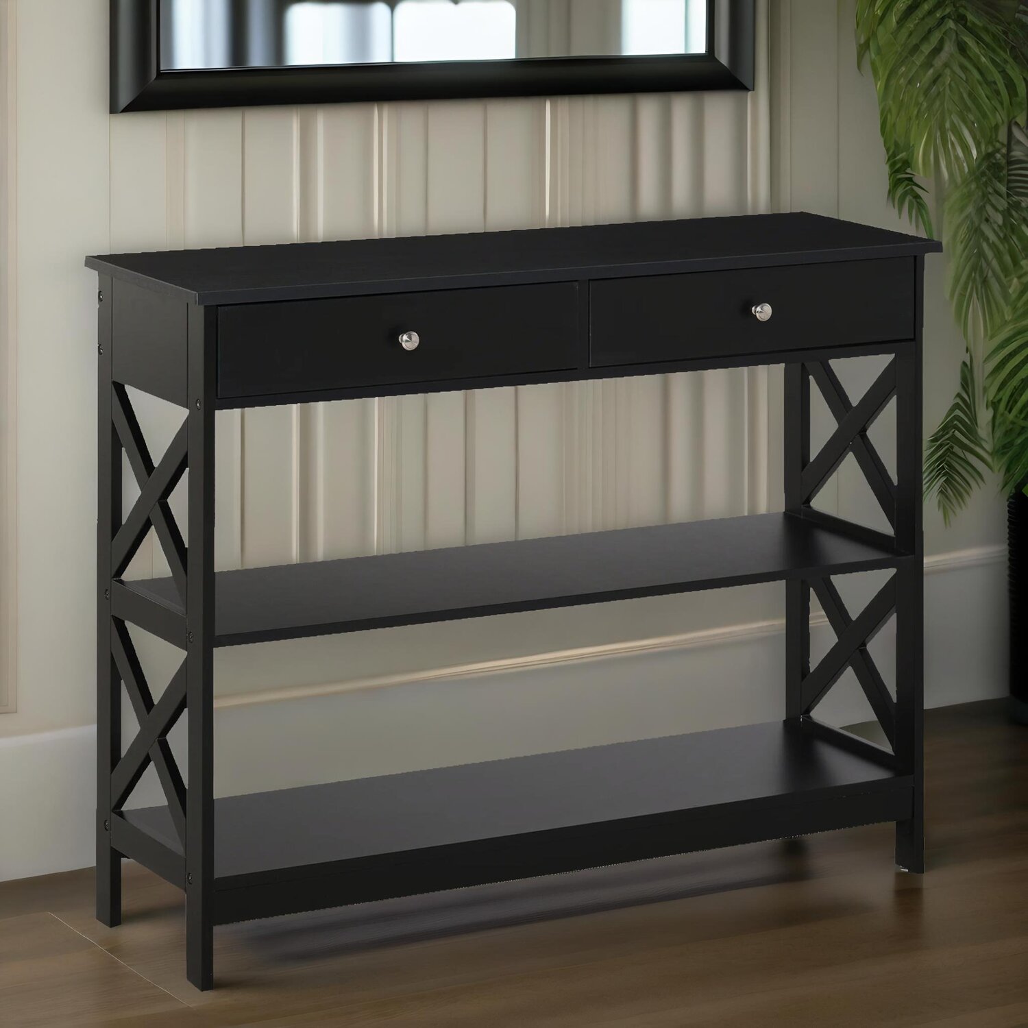 3 Tier Console Table With 2 Drawers