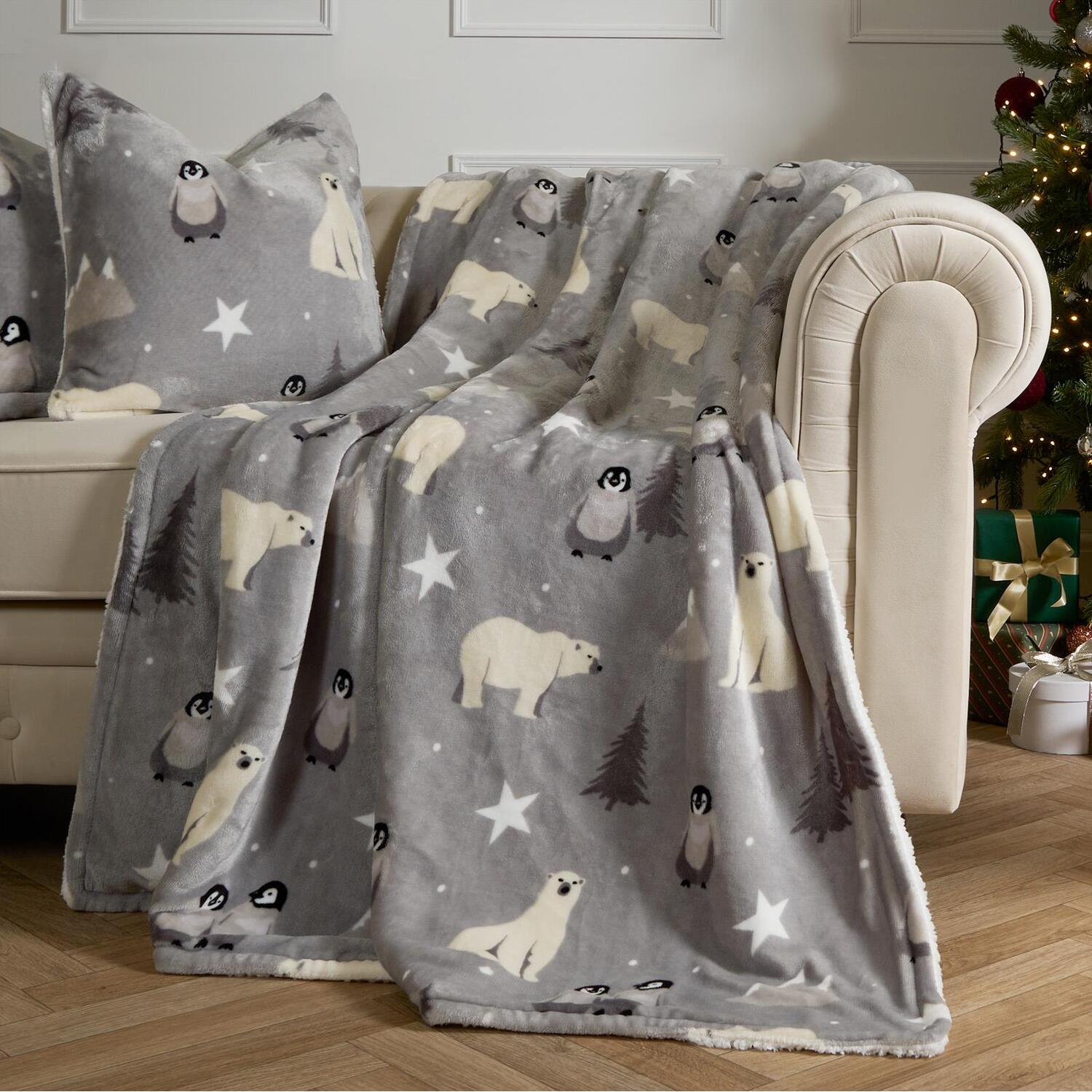Arctic Flannel Sherpa Fleece Throw
