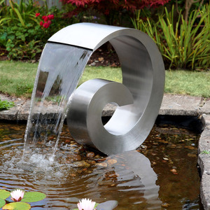 Cascading Stainless Steel Water Feature with Plastic Reservoir