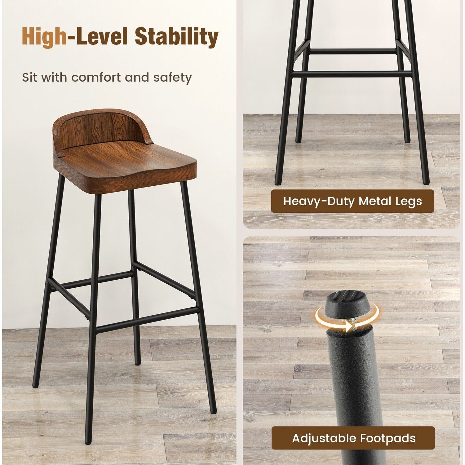 2Pcs Counter Height Dining Chairs