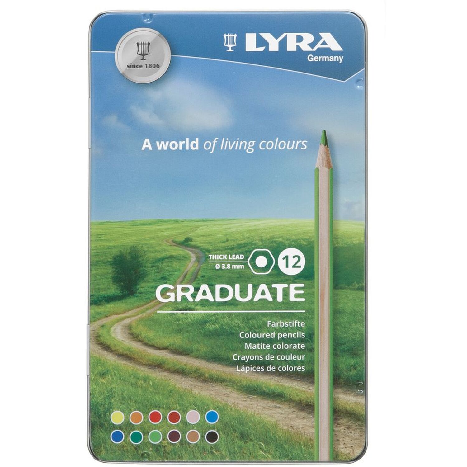 Lyra Graduate Coloured Pencils 12 Piece Metal Tin Set