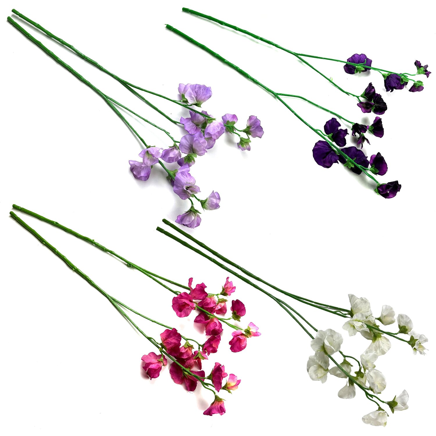 Set of 2 Artificial Sweet Pea Lilac Flower Sprays