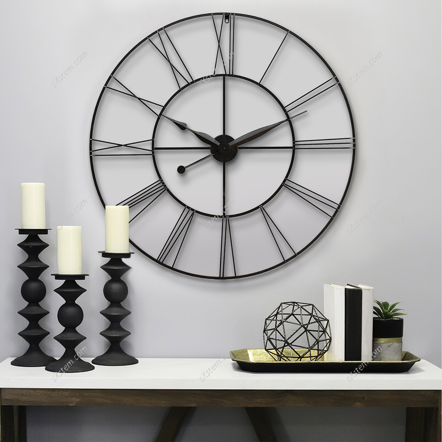 Large Vintage Cut-Out Metal Wall Clock