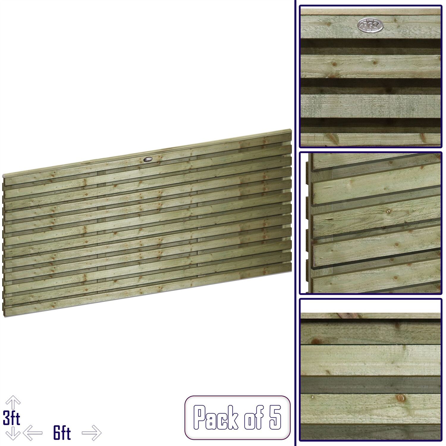 Premier Roma Double Slatted Fence Trellis Venetian Style Fence Panel